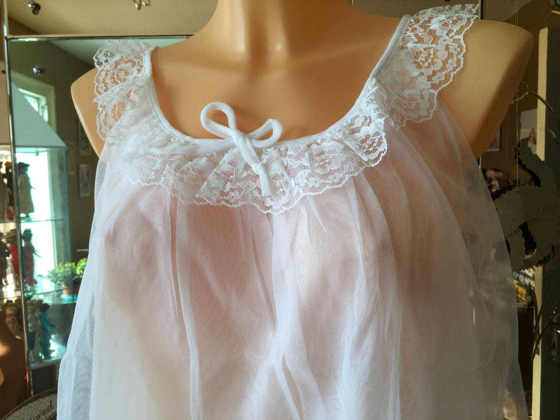 Vintage Sheer White Bridal Peignoir Set Burlesque Etsy