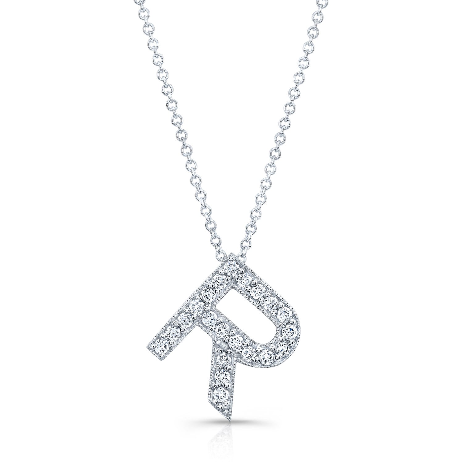 Diamond initial pendant in the letter R with 0.24 | Etsy