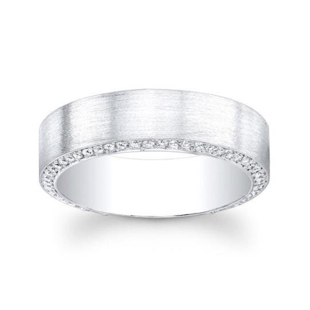 Men's Diamond Beveled Wedding Band 7mm With Lab Created Diamonds 0.75 ...