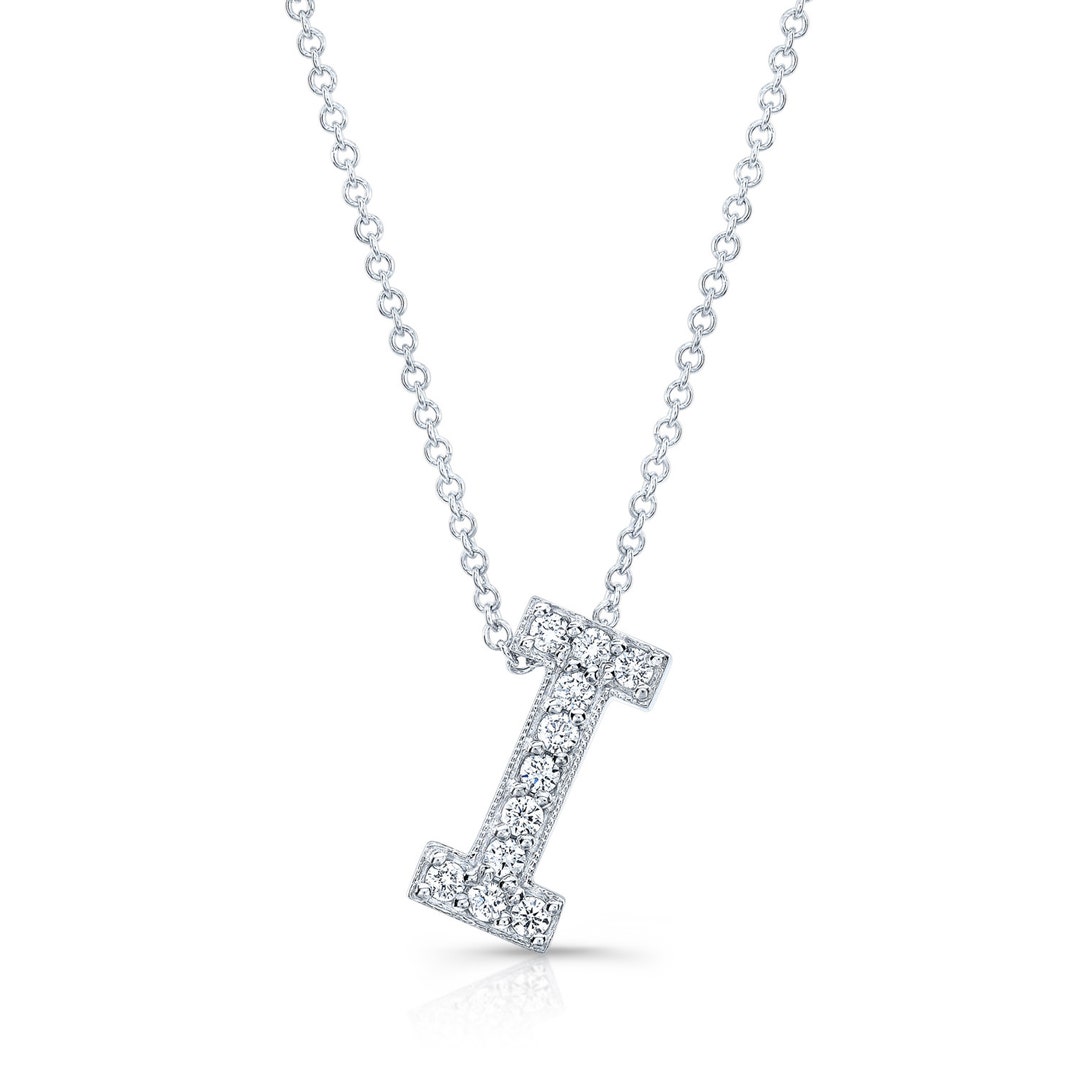 Diamond Initial Pendant in the Letter i 14k White - Etsy