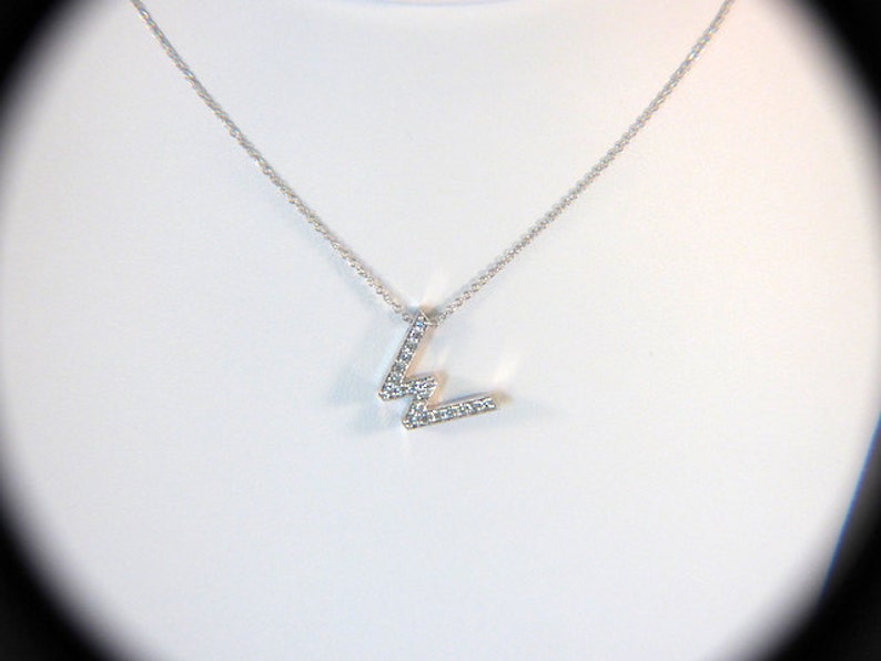 Platinum Diamond Initial Pendant in the Letter w - Etsy