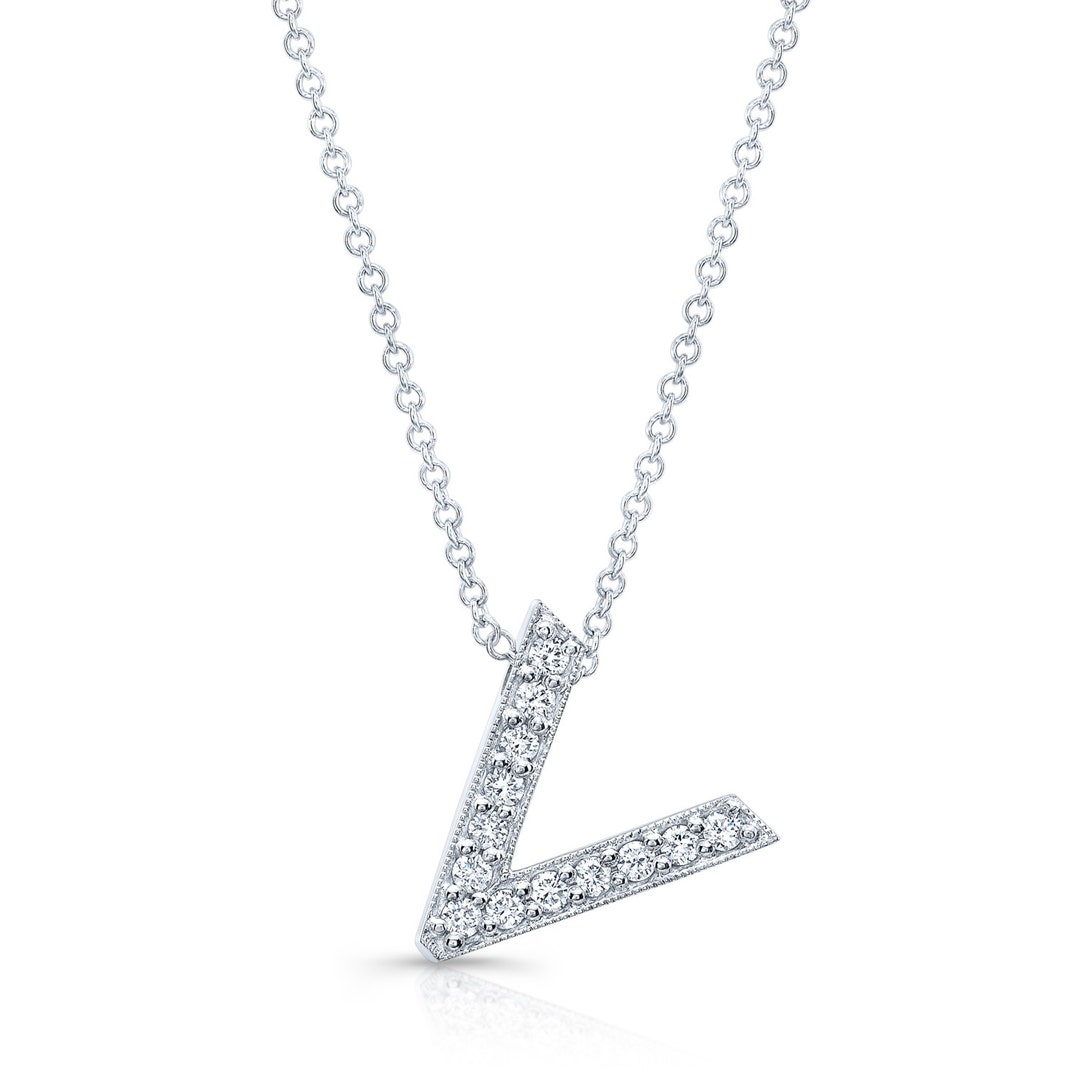 Diamond Initial Pendant in the Letter v With 0.15 - Etsy