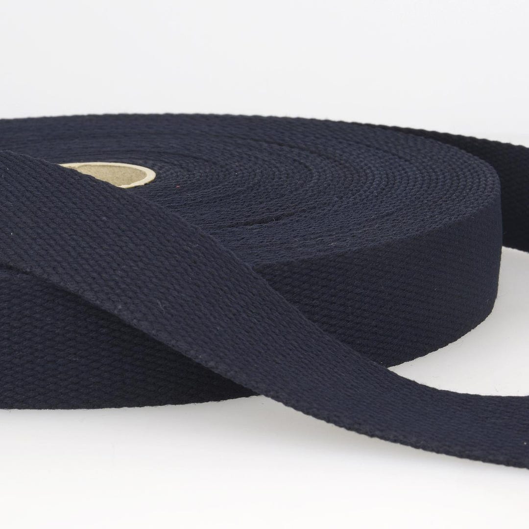 Navy Blue Cotton Webbing by the Metre, 25mm, 30mm or 40mm Tote Strap ...