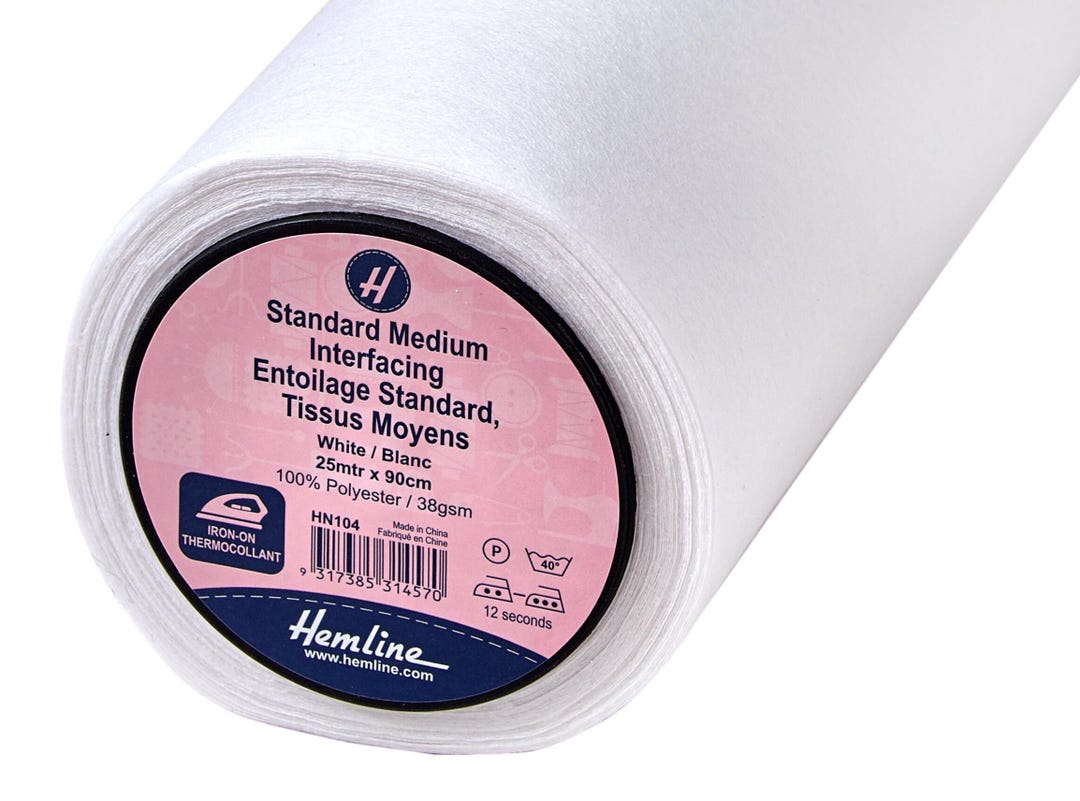 White Fusible Interfacing Medium Weight White Iron on Interfacing, 90cm ...