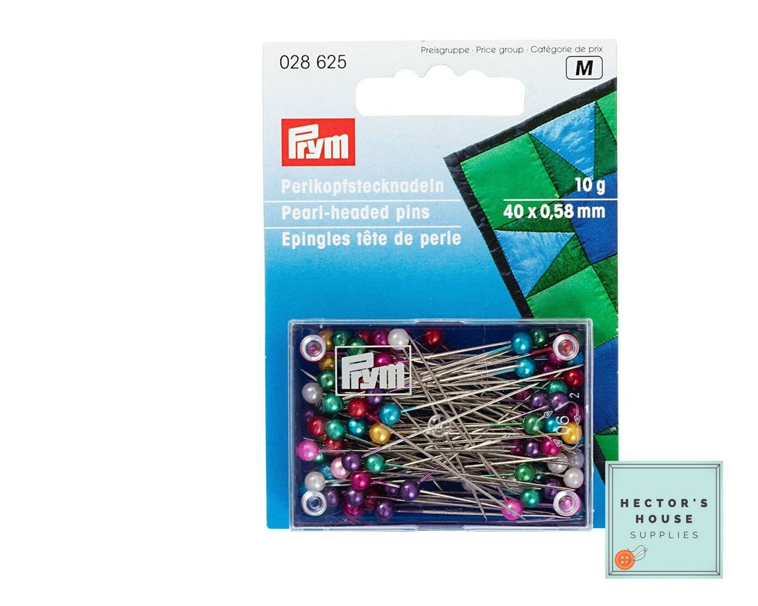 Prym Pearl Headed Pins, 40 X 0.58mm Assorted Colour Steel Sewing Pins ...