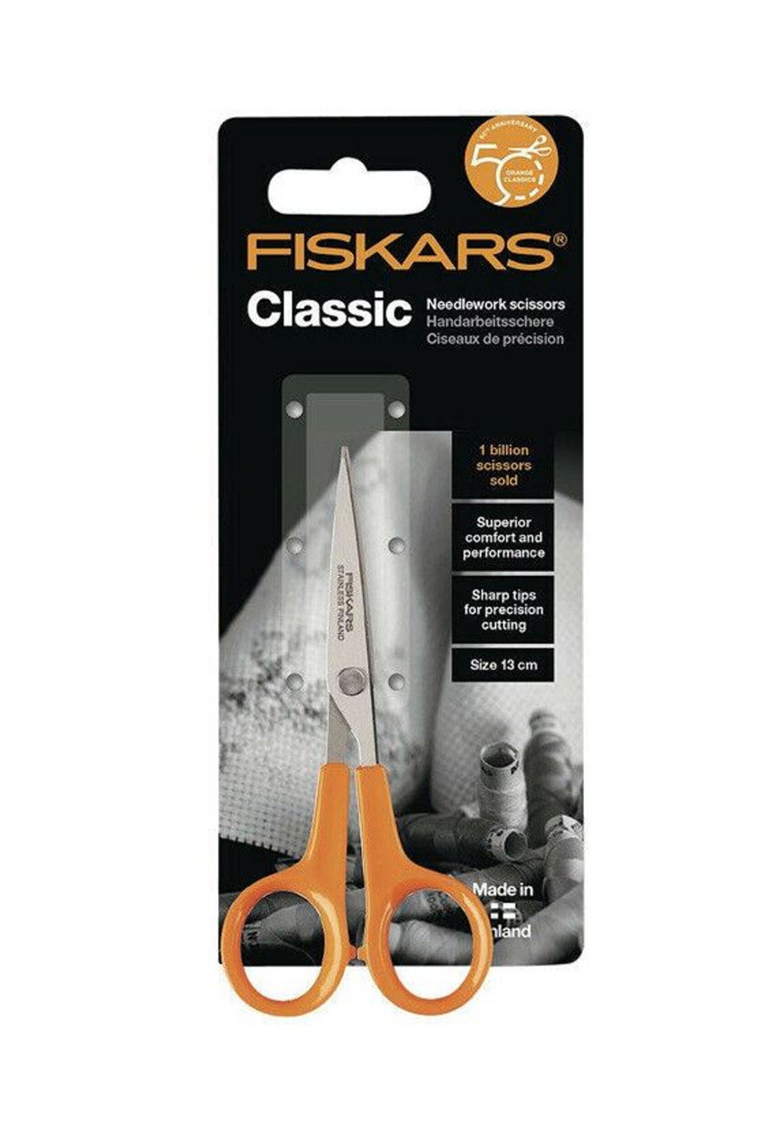 Fiskars Classic Needlework Scissors, 13cm, Left or Right Handed, Small ...