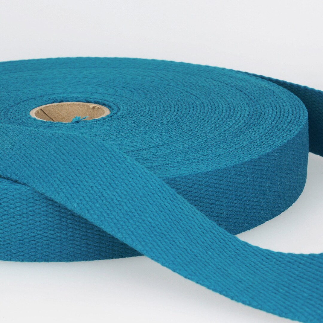 Teal Blue Cotton Webbing by the Metre, 25mm or 40mm Dog Leash Webbing ...