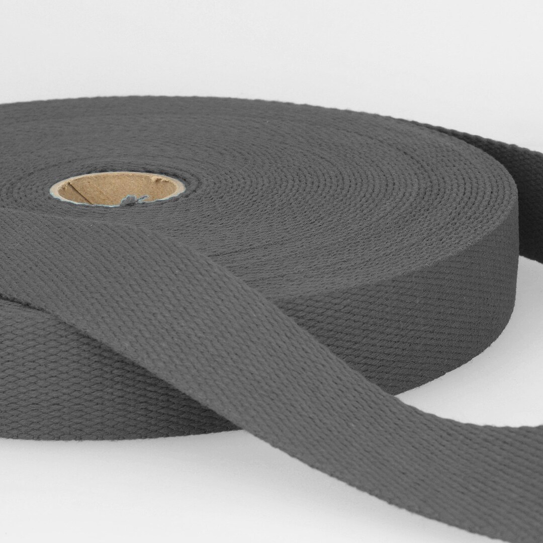 Grey Cotton Webbing by the Metre, 25mm, 30mm or 40mm Tote Strap Handles ...