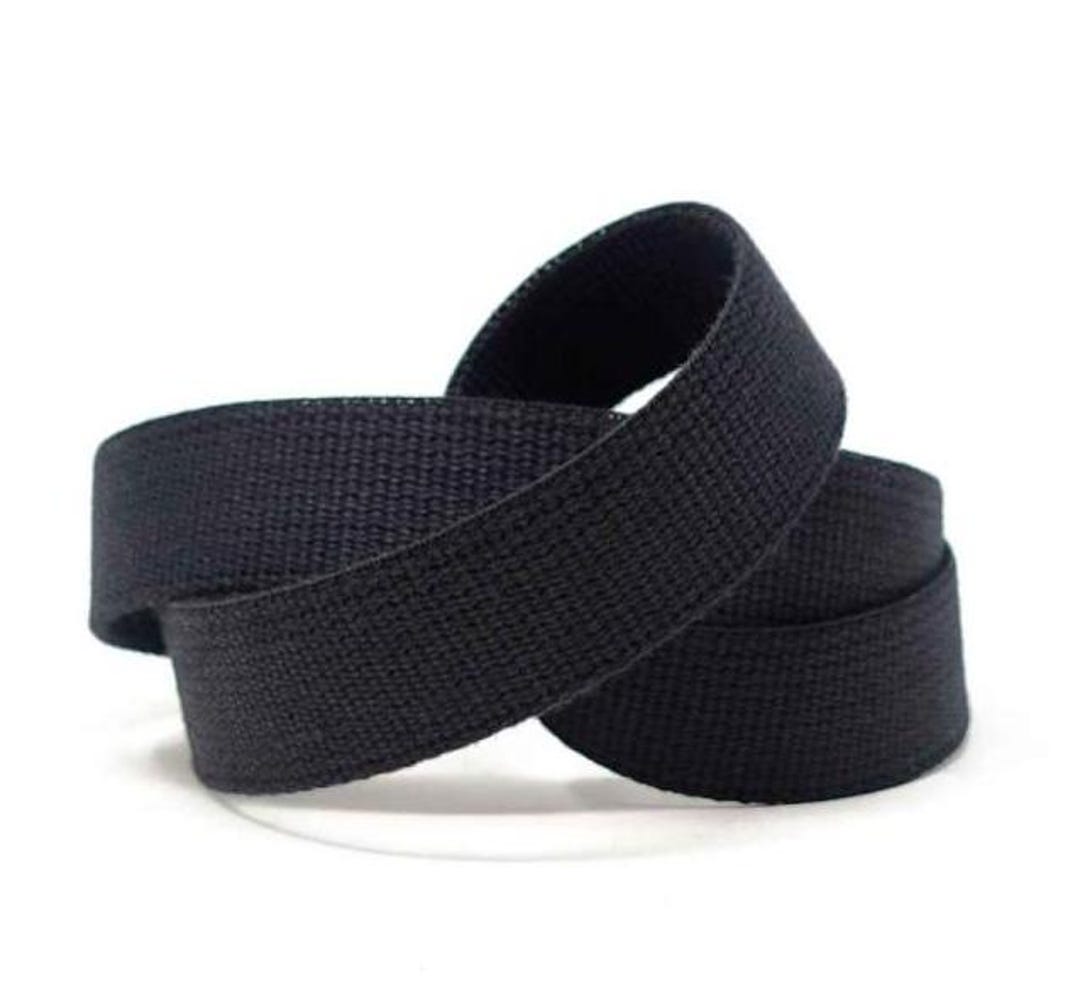 Black Cotton Webbing 25mm by the Metre, 25mm Heavy Duty Thick Webbing ...