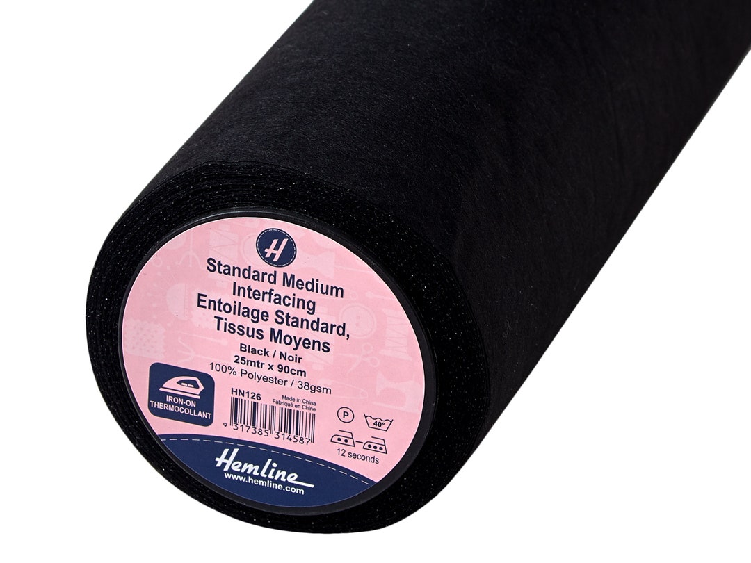 Fusible Interfacing Medium Weight Black Iron on Interfacing, 90cm Wide ...