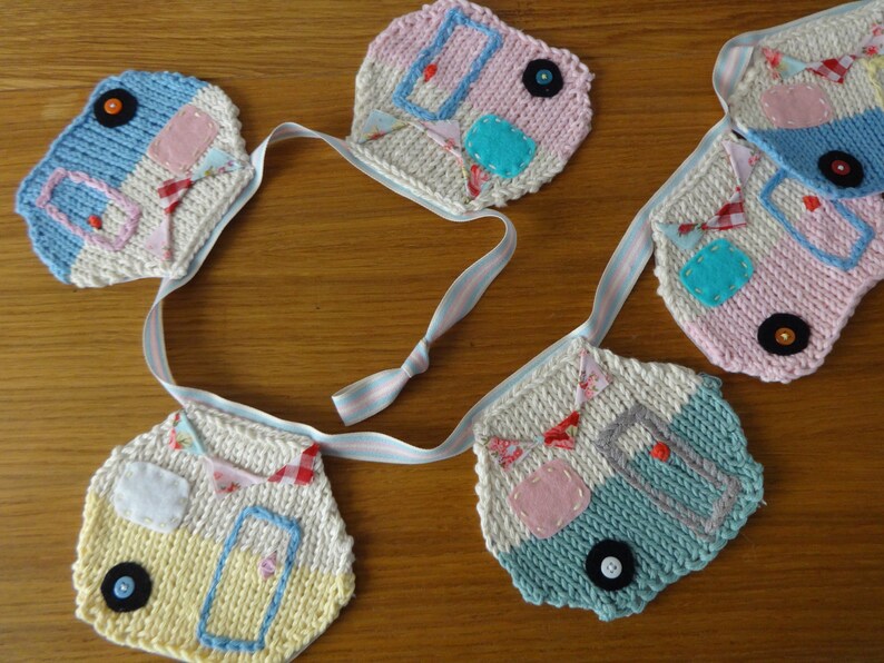 Knitting Pattern Vintage Caravan Bunting Pdf. Retro Campervan - Etsy