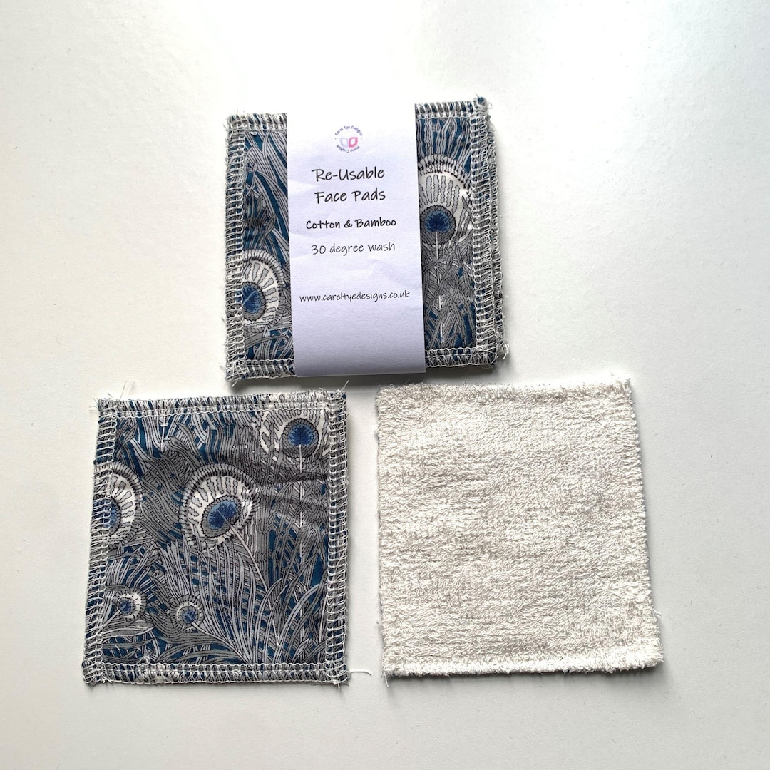 Reusable Cotton and Bamboo Face Pads, Pack of 6 Facial Wipes, Liberty ...