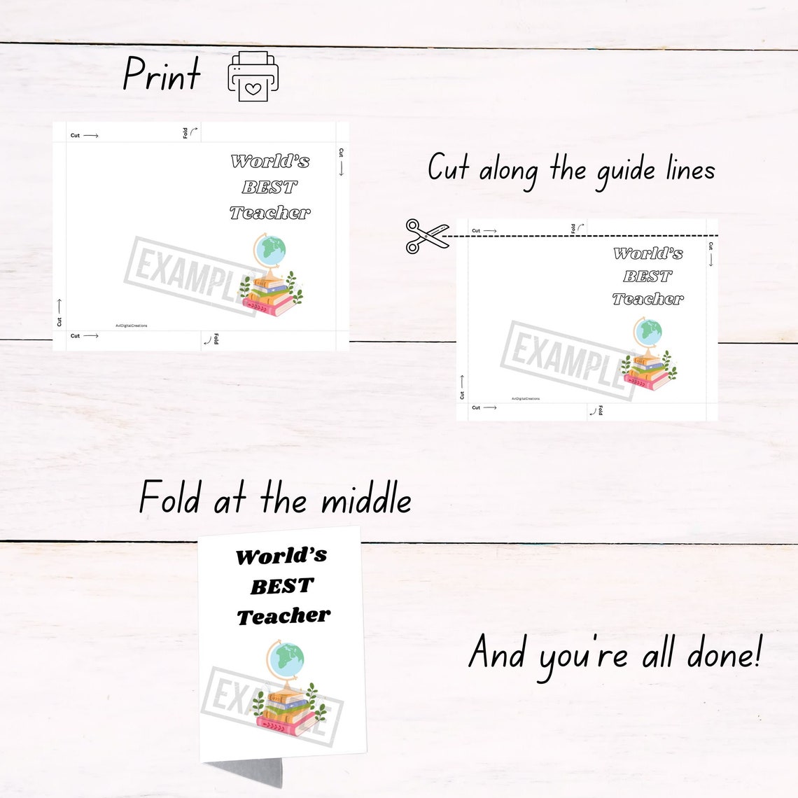 World's Best Teacher, Appreciation Printable Card Greeting Thank You ...