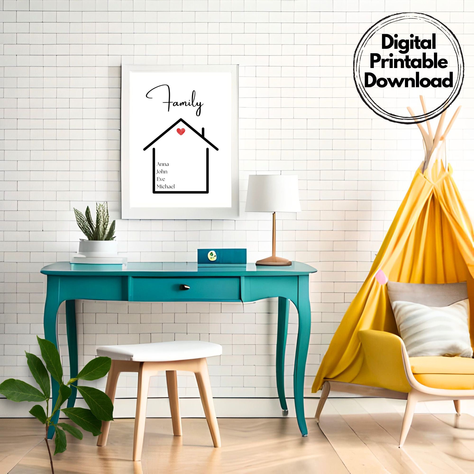 Personalized Family Print House With Names Poster of Family Members ...