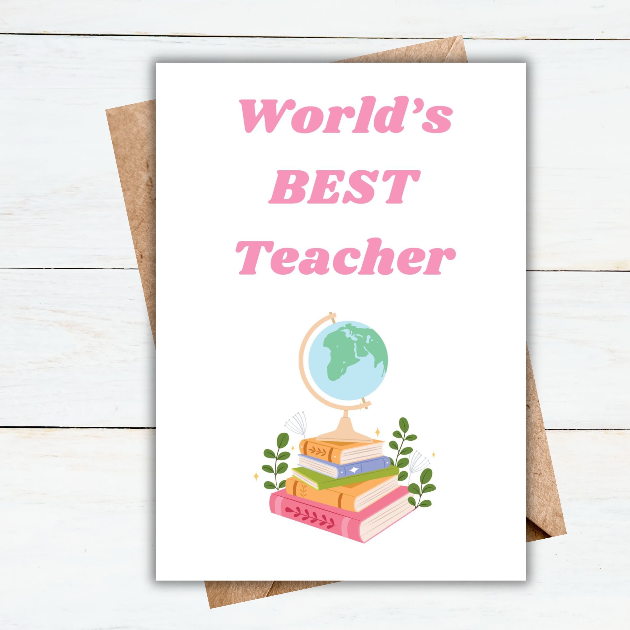 World's Best Teacher, Appreciation Printable Card Greeting Thank You ...