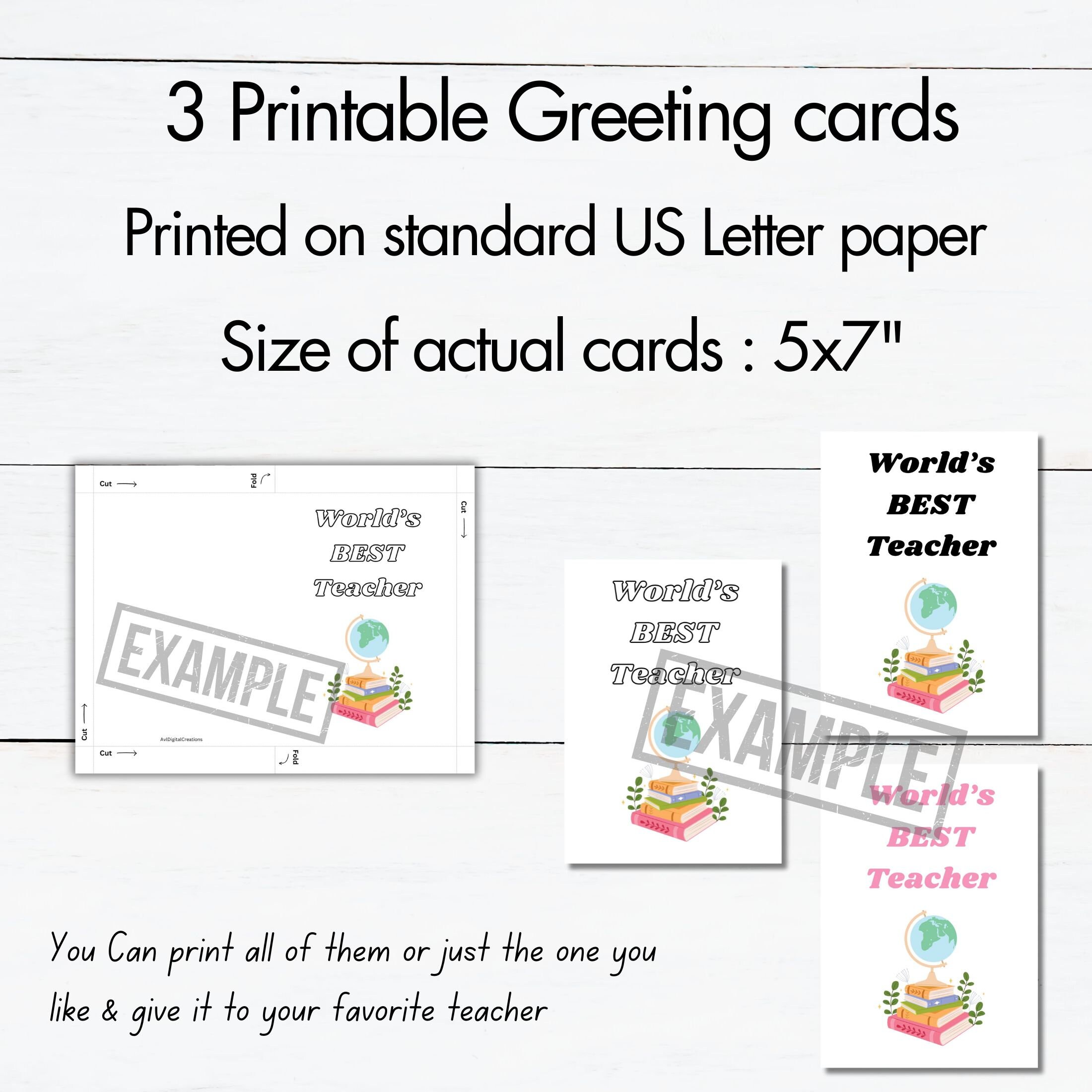 World's Best Teacher, Appreciation Printable Card Greeting Thank You ...