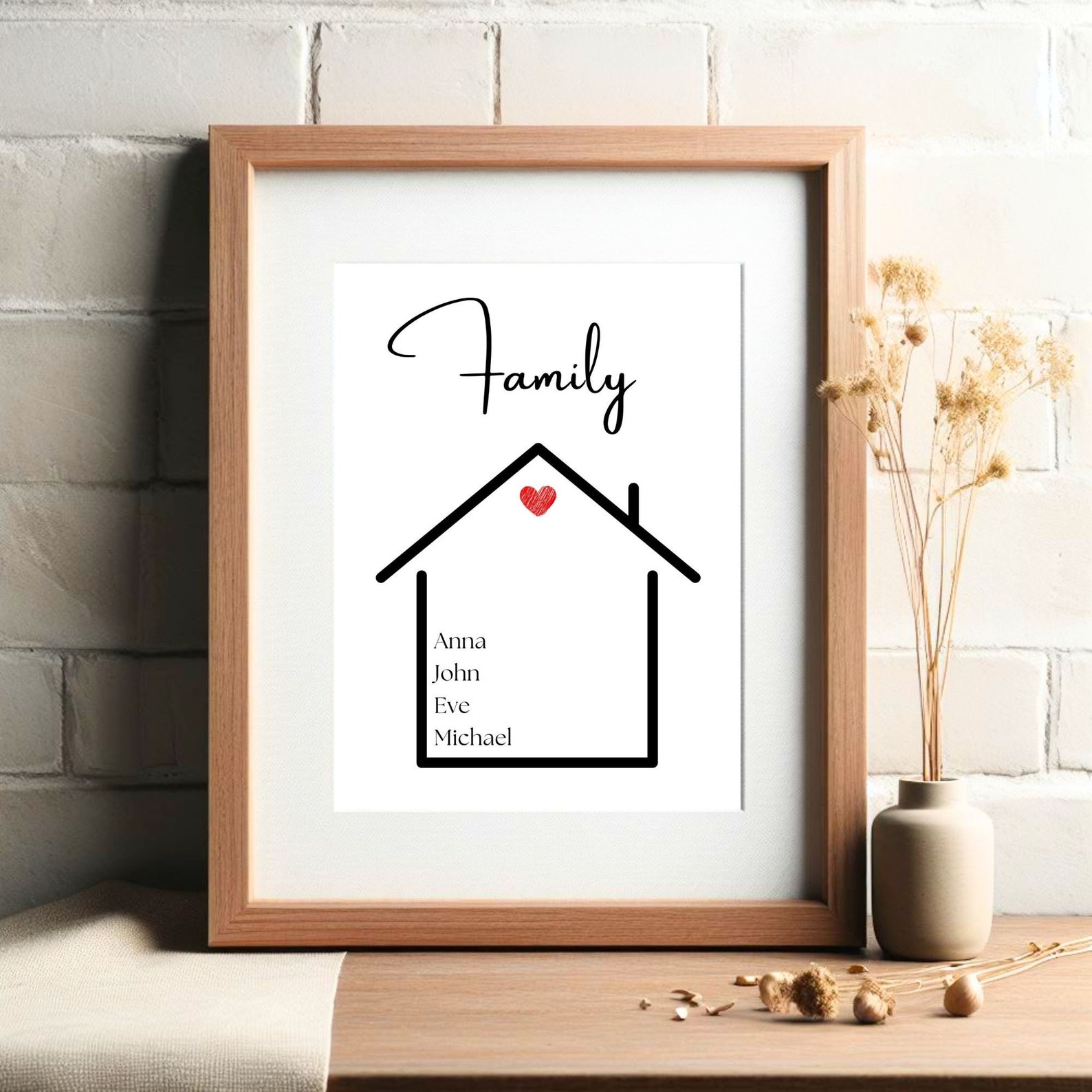 Personalized Family Print House With Names Poster of Family Members ...