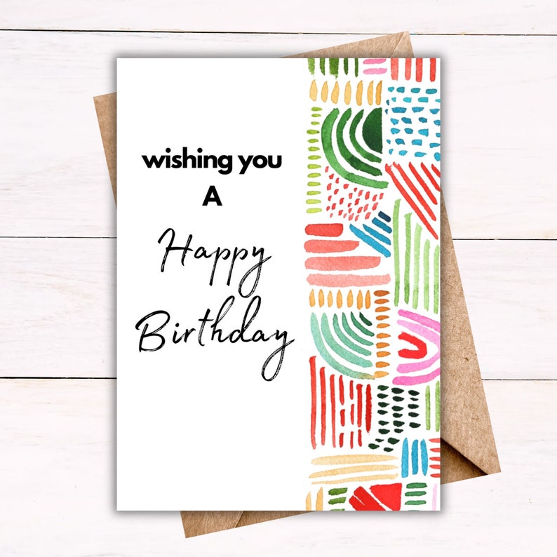 Happy Birthday Card With Colorful Geometric Shapes Gift Printable ...