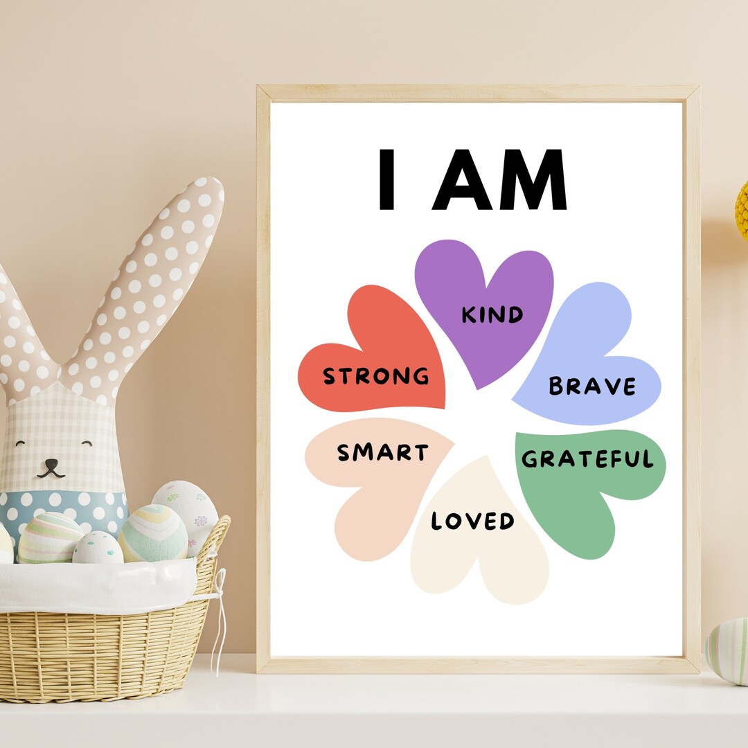 Affirmations for Kids, I Am Hearts Affirmations Classroom Posters ...