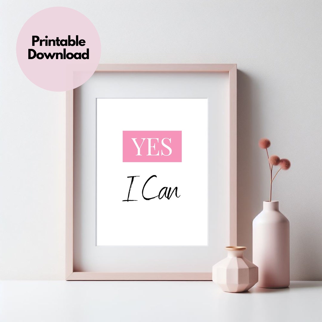 Affirmations for Women, Yes I Can Poster Pink Classroom Poster Bedroom ...