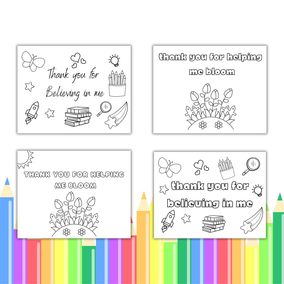 Teacher Thank You Printable Appreciation Coloring Card Print Poster ...