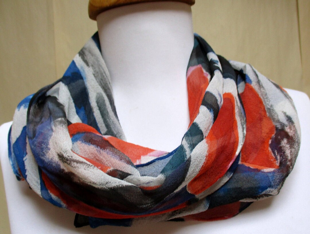 Silk Scarf Accessory- Hand Painted-unique Gift- Fashionista-made in New ...