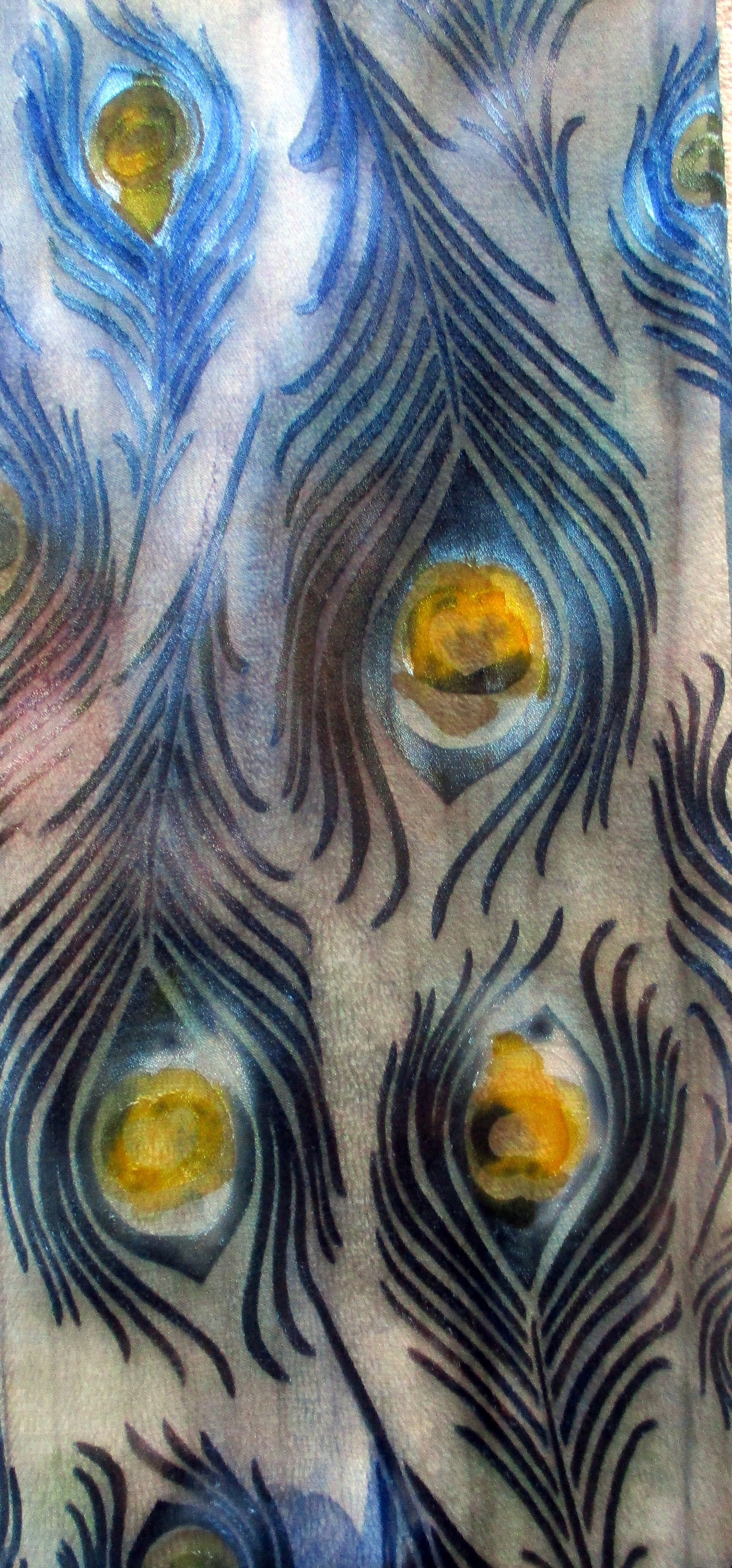 Peacock Feather Scarf- Hand Painted-unique Gift Under 50-artisan Made ...