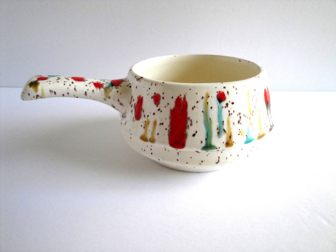 Vintage Retro Splatter Ware Pottery Chili Soup Bowl With Handle ...