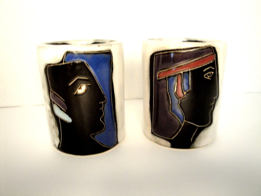 Vintage Mara Mexico Face Mugs, Set of 2 Mexican Art Pottery - Etsy