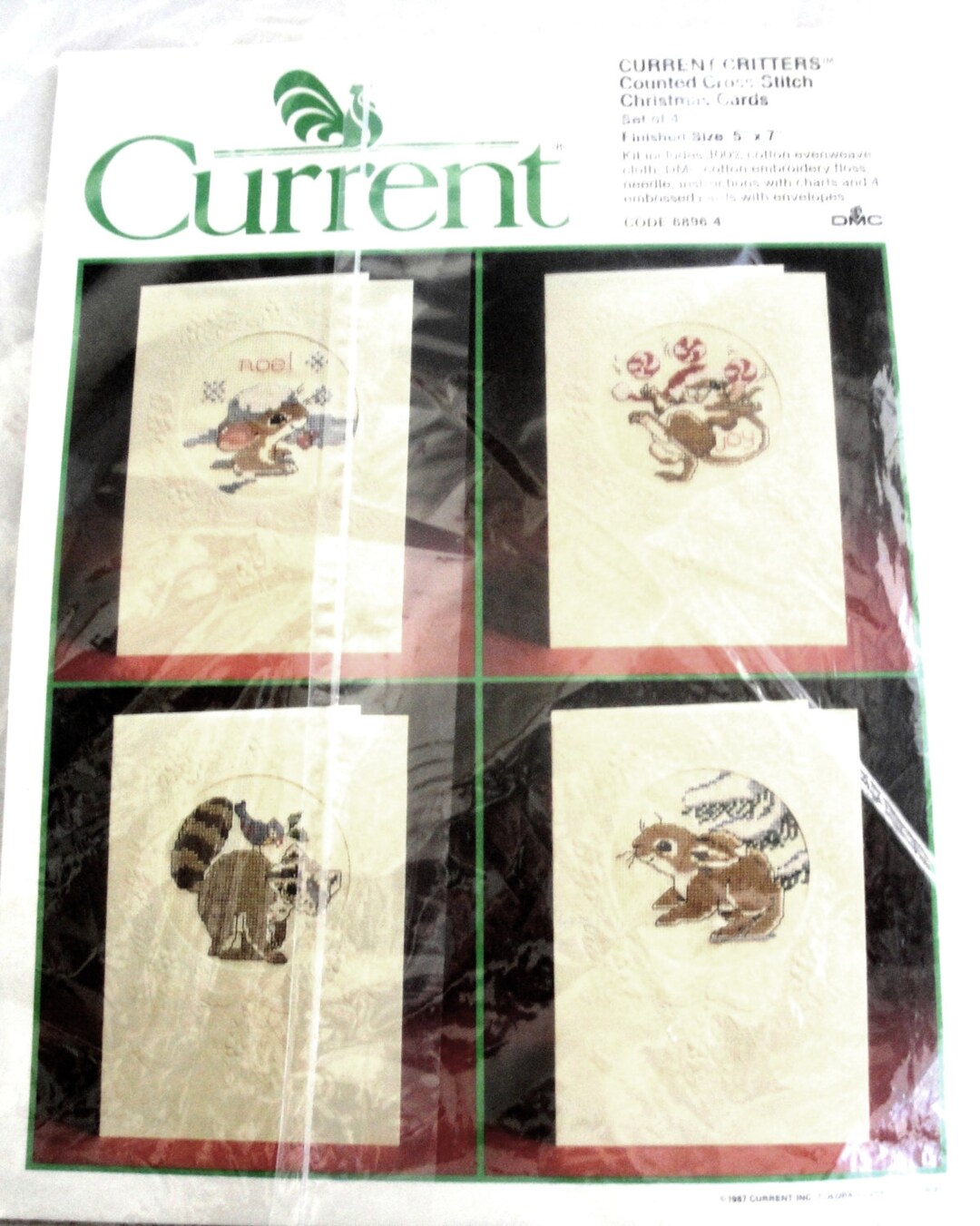 Vintage Current Critters Counted Cross Stitch Christmas Card Set of 4 ...