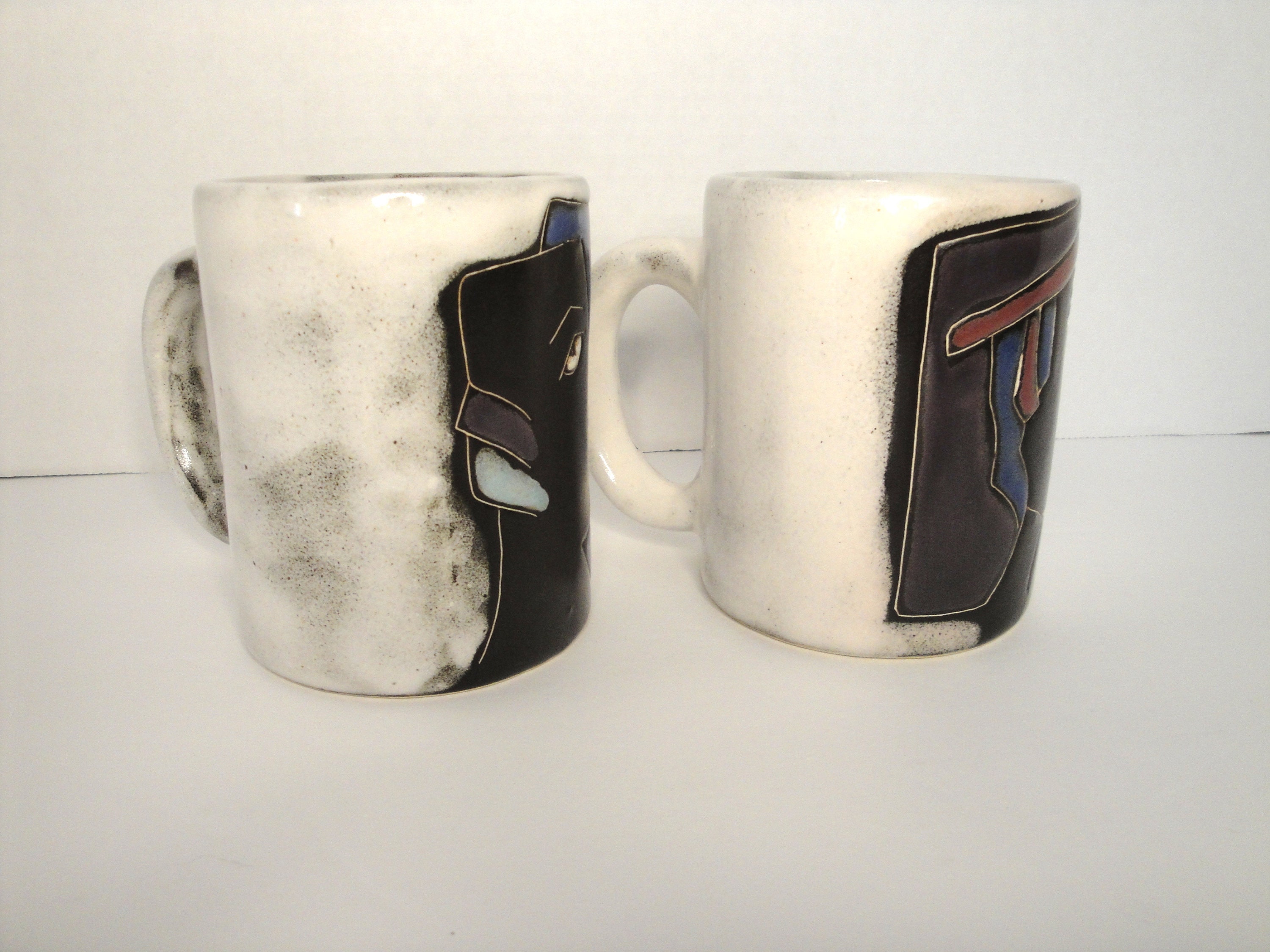 Vintage Mara Mexico Face Mugs, Set of 2 Mexican Art Pottery - Etsy
