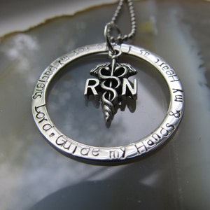 Nurses Necklace, RN, Nurses Prayer Necklace Hand Stamped Jewelry ...