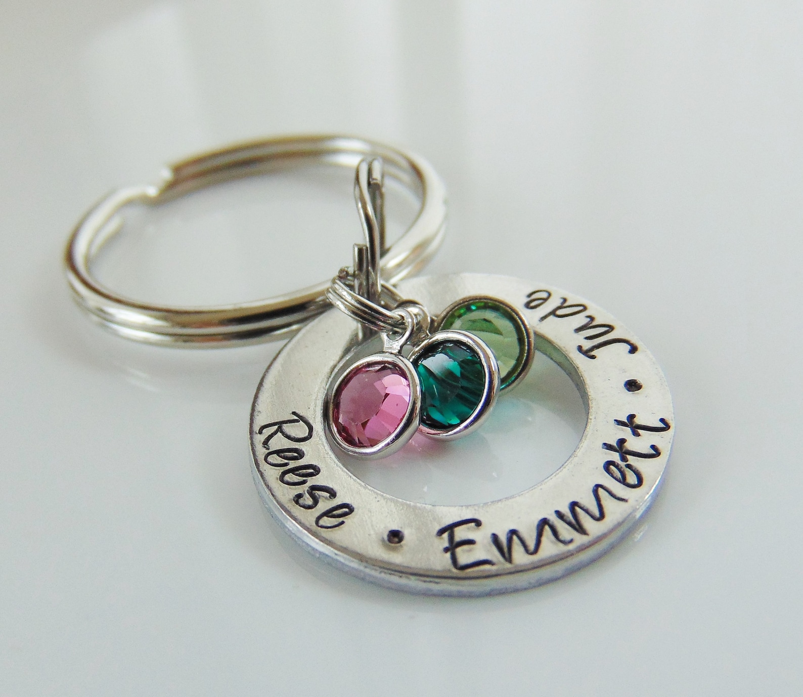 Mothers Day Personalized Keychain Hand Stamped Key Ring - Etsy