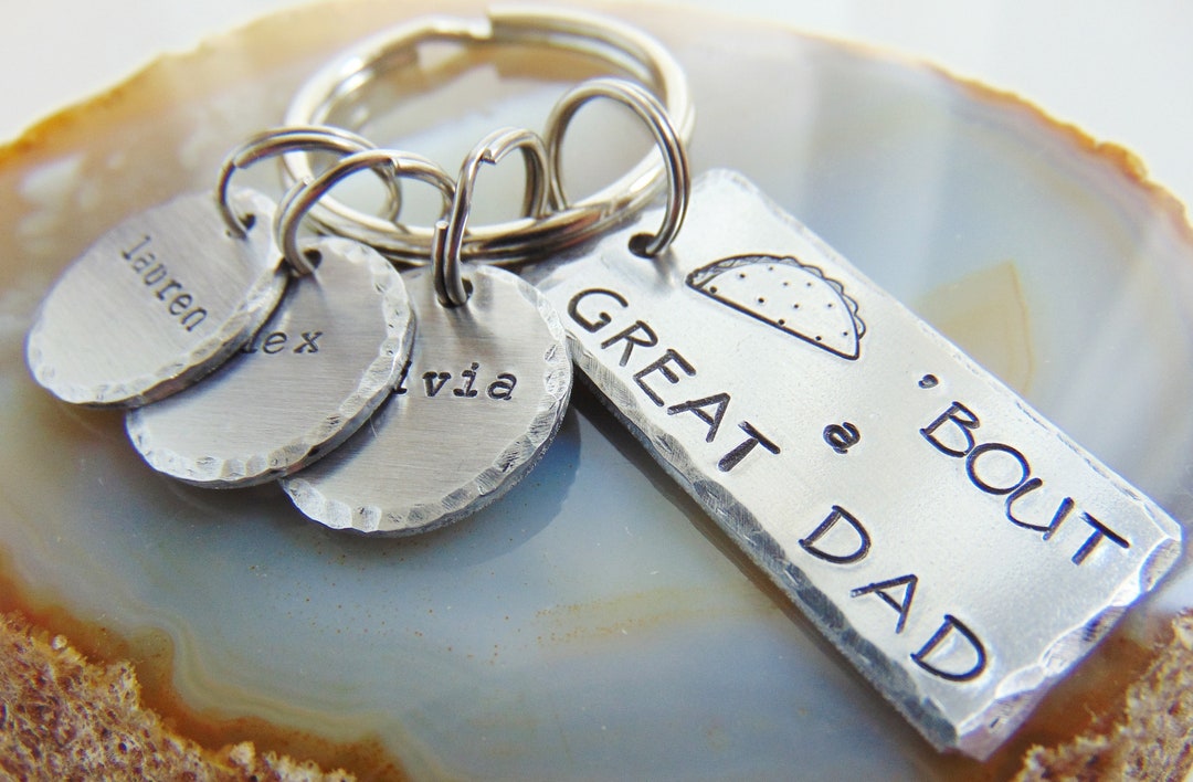 Personalized Dad Keychain, Fathers Keyring, Taco 'bout a Great Dad ...
