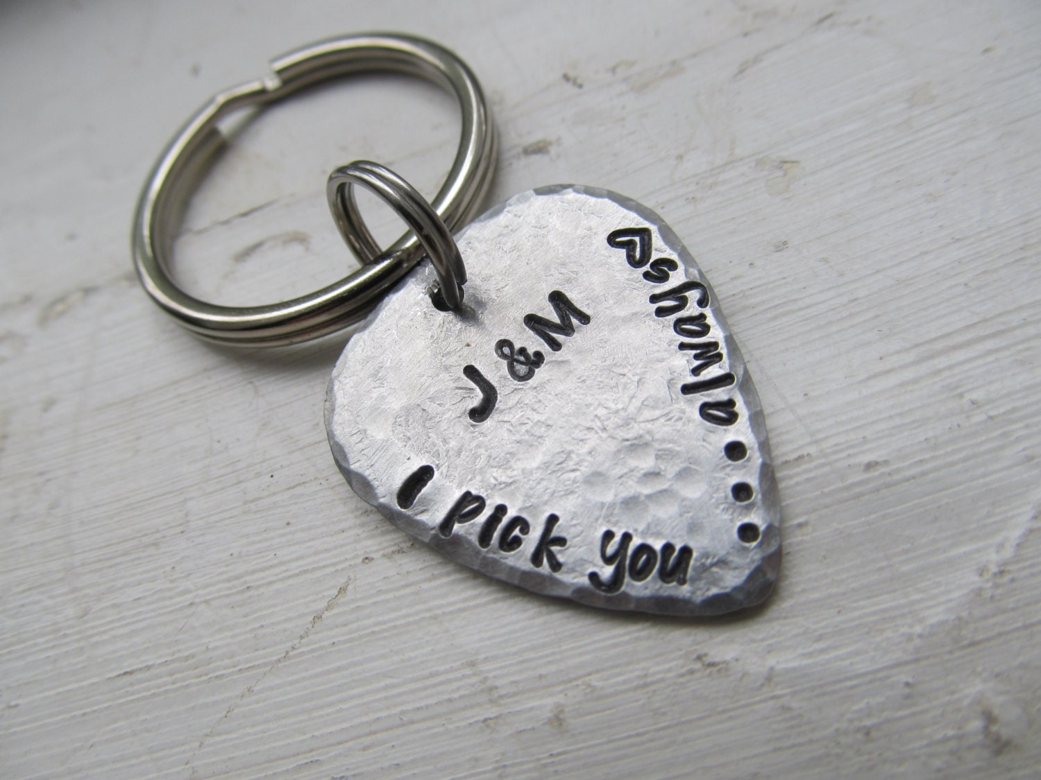 Personalized Guitar Pick Key Ring Aluminum Textured Guitar - Etsy