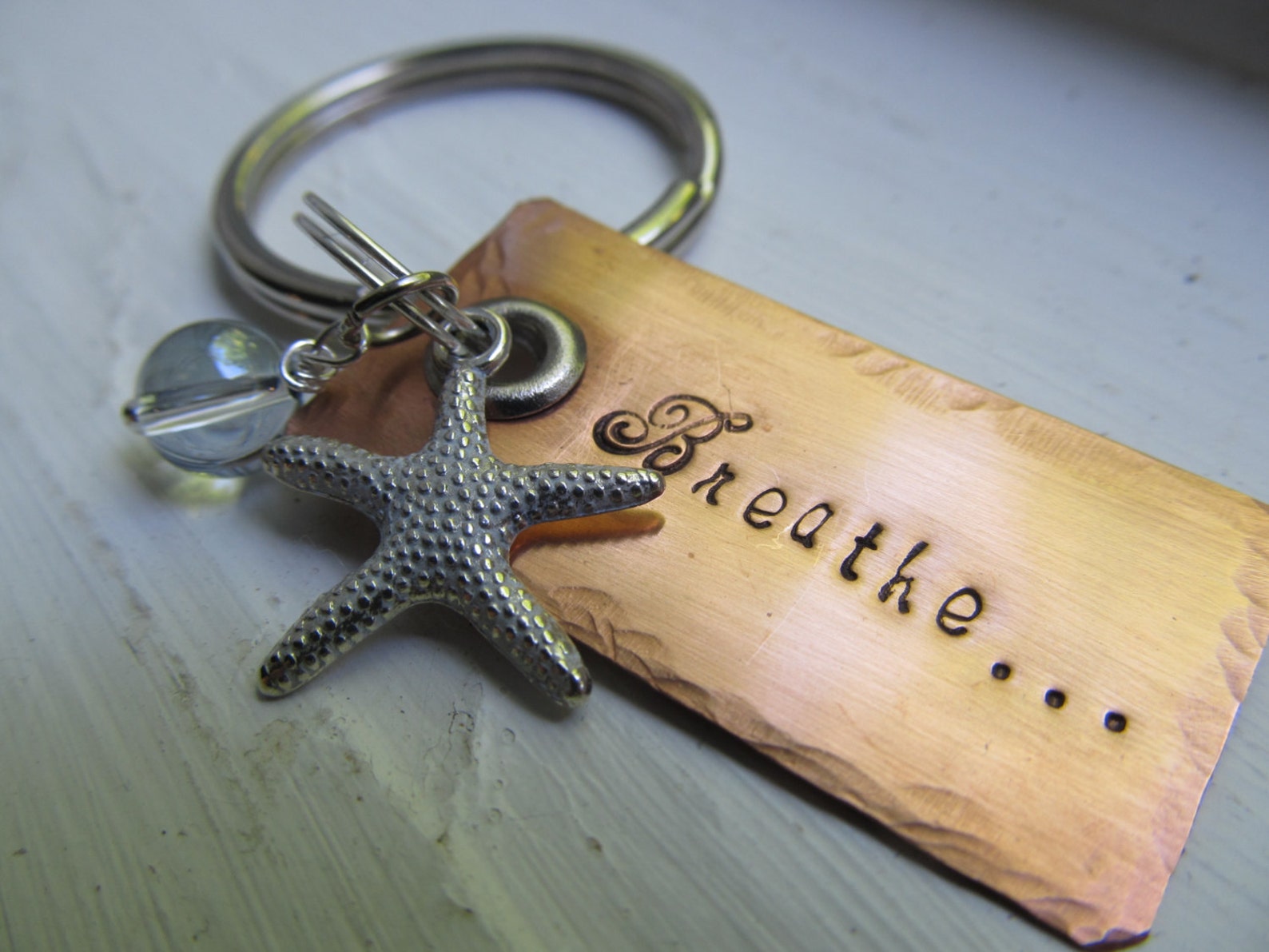 Beach Key Ring Graduation Gift Hand Stamped Keychain Starfish - Etsy