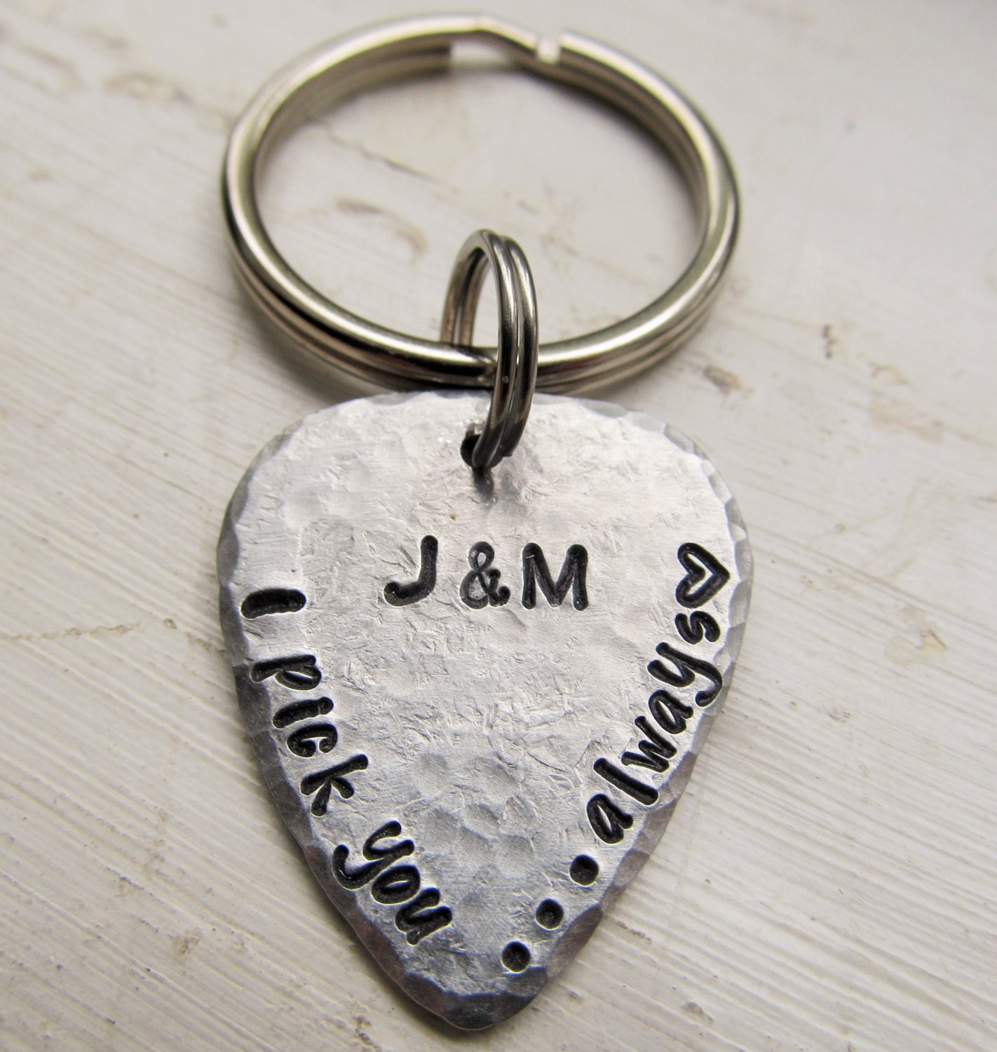 Personalized Guitar Pick Key Ring Aluminum Textured Guitar - Etsy
