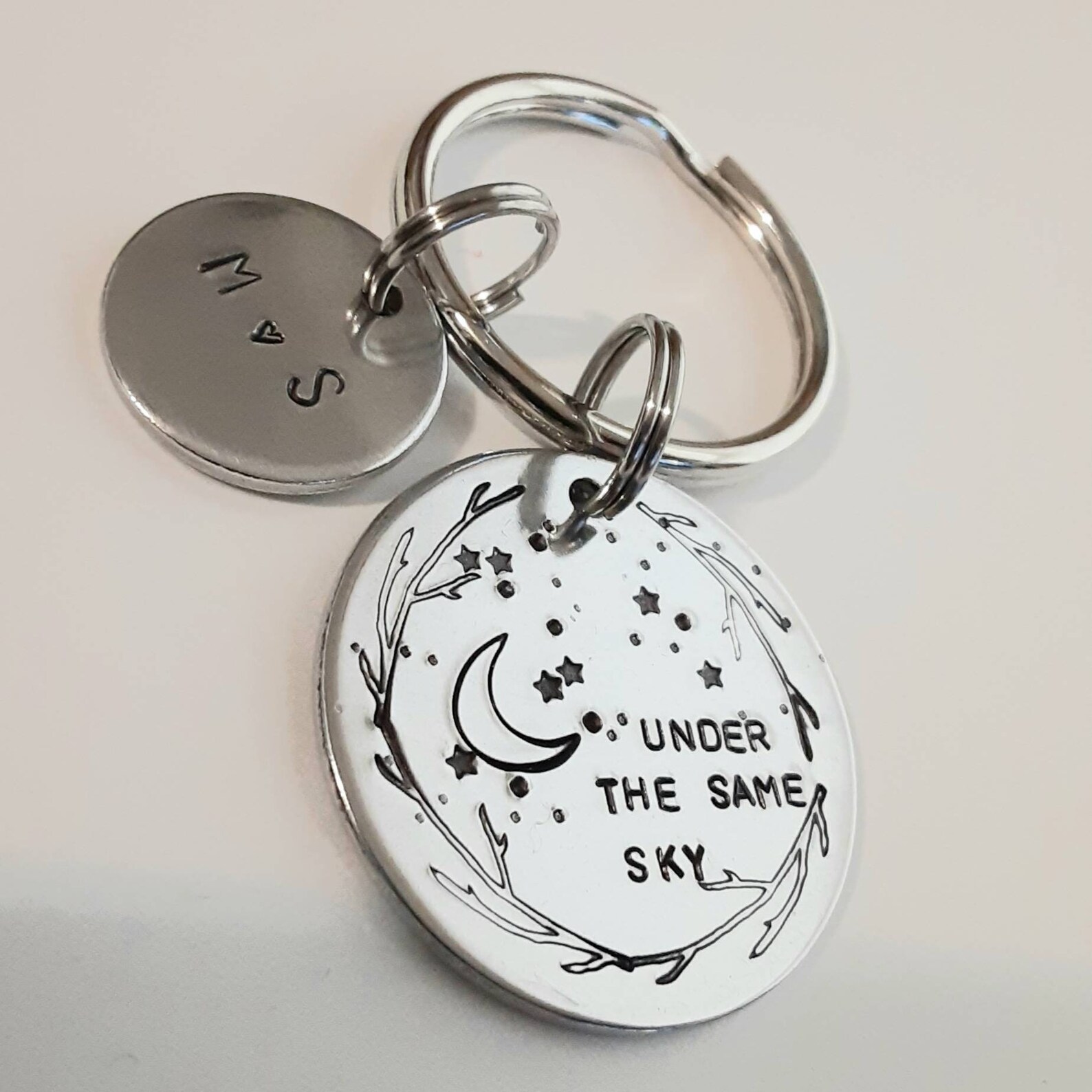 Under the Same Sky Keychain, Moon and Stars, Personalized, Gift for Him ...