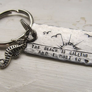 Personalized Beach Key Ring Sea Horse Key Ring Beach is Calling ...