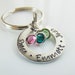 Mothers Day Personalized Keychain, Hand Stamped Key Ring, Birthstones ...
