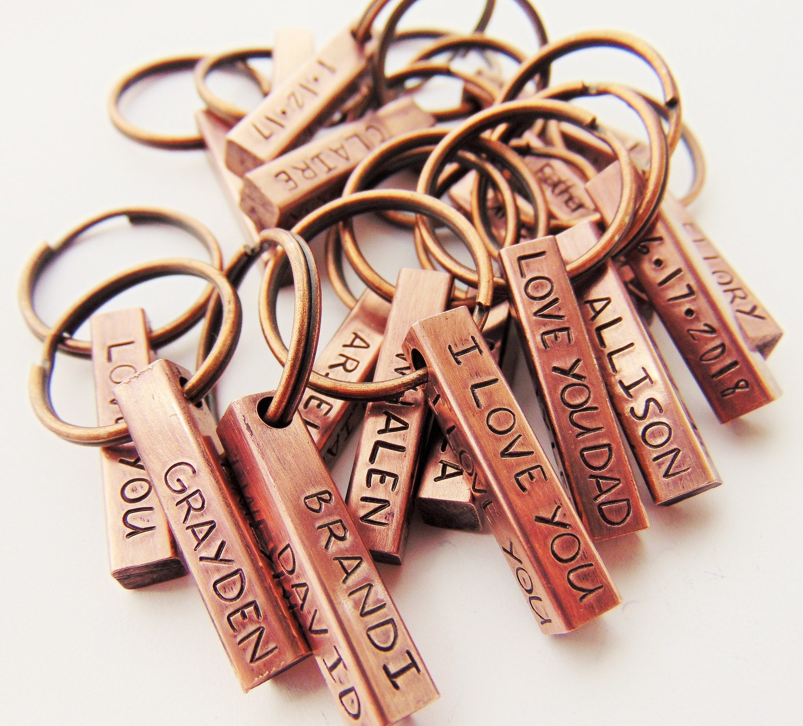 Father's Keychain Personalized Copper Bar Keychain | Etsy