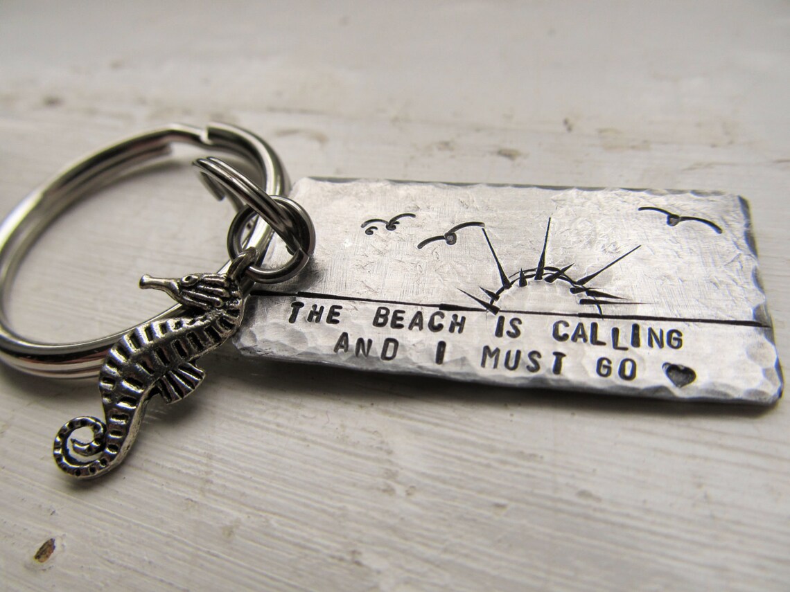 Personalized Beach Key Ring Sea Horse Key Ring Beach is Calling ...