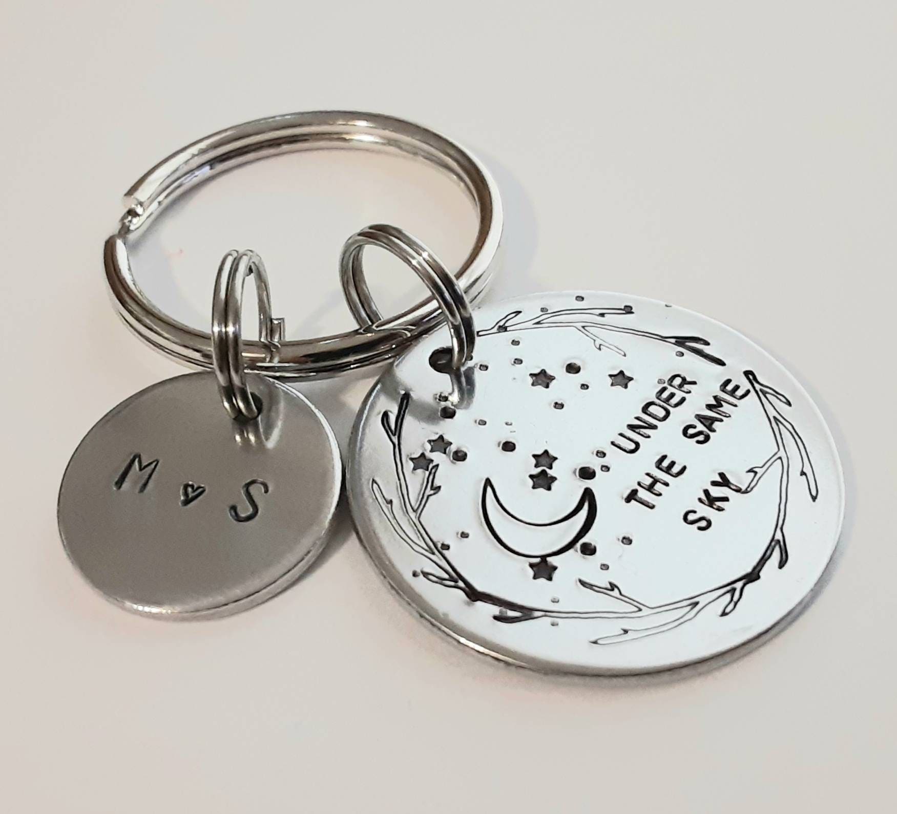 Under the Same Sky Keychain, Moon and Stars, Personalized, Gift for Him ...