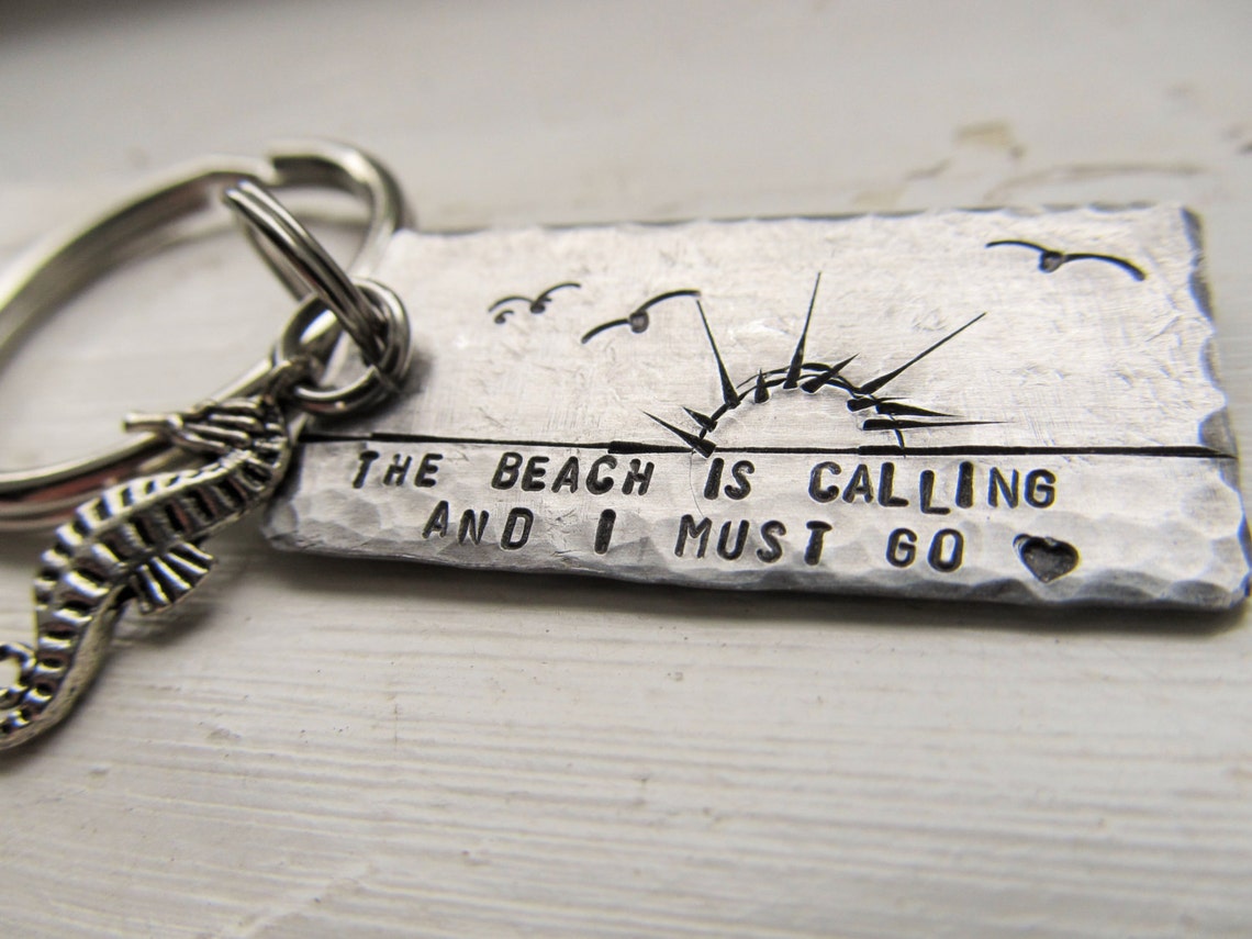 Personalized Beach Key Ring Sea Horse Key Ring Beach is Calling ...