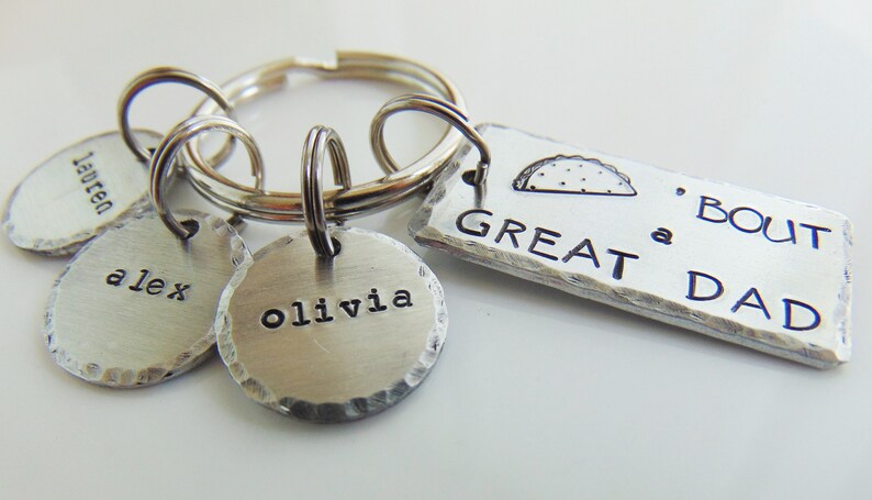 Personalized Dad Keychain Fathers Keyring Taco 'bout a - Etsy