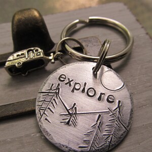 Camping Keychain Camper Key Ring Hand Stamped Keychain Camper Gift ...