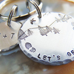 Hiking Key Ring, Let's Get Lost Key Chain, Mountains Keyring, Gift for ...