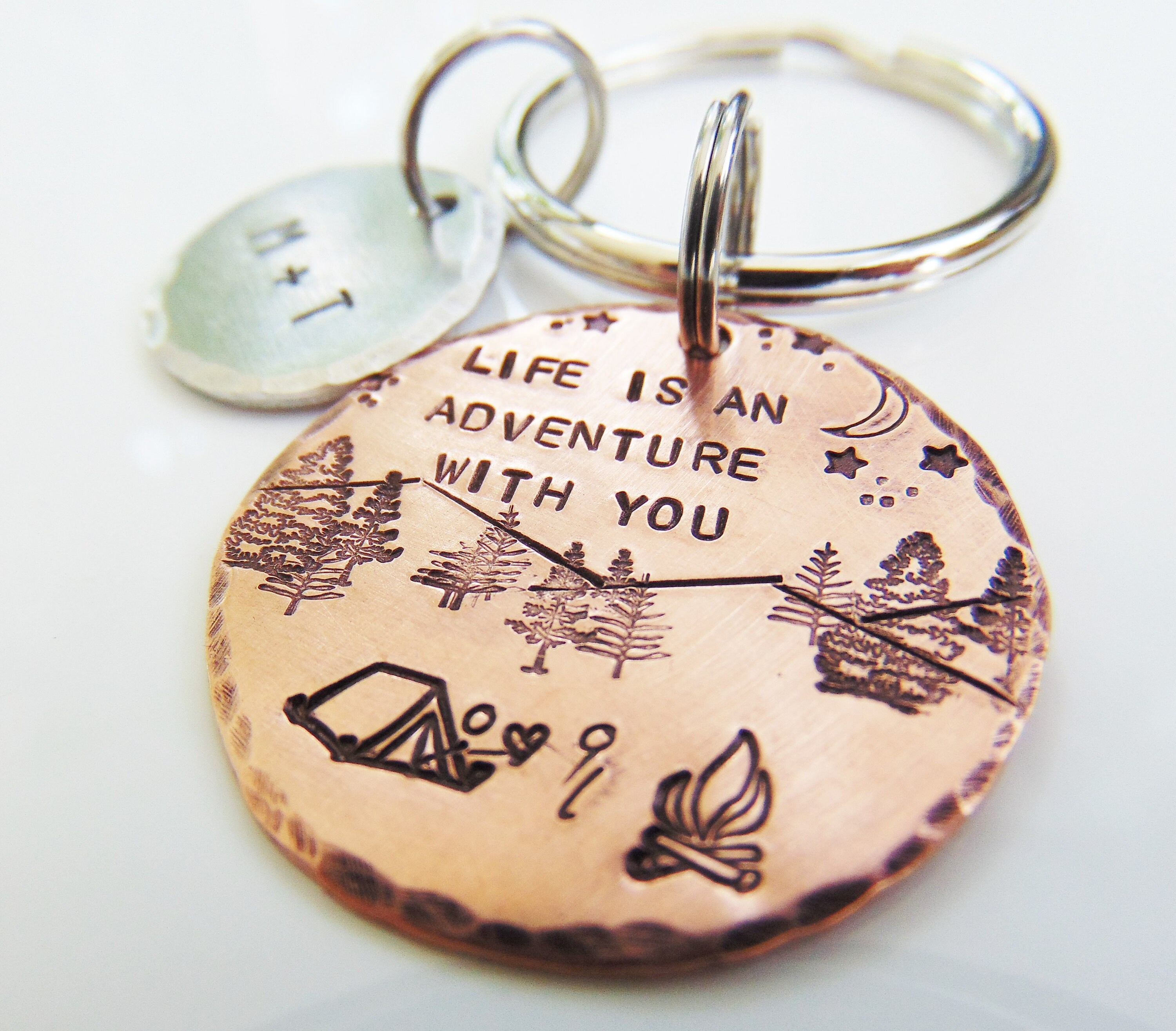 Life is an Adventure With You Camping Key Ring Copper | Etsy