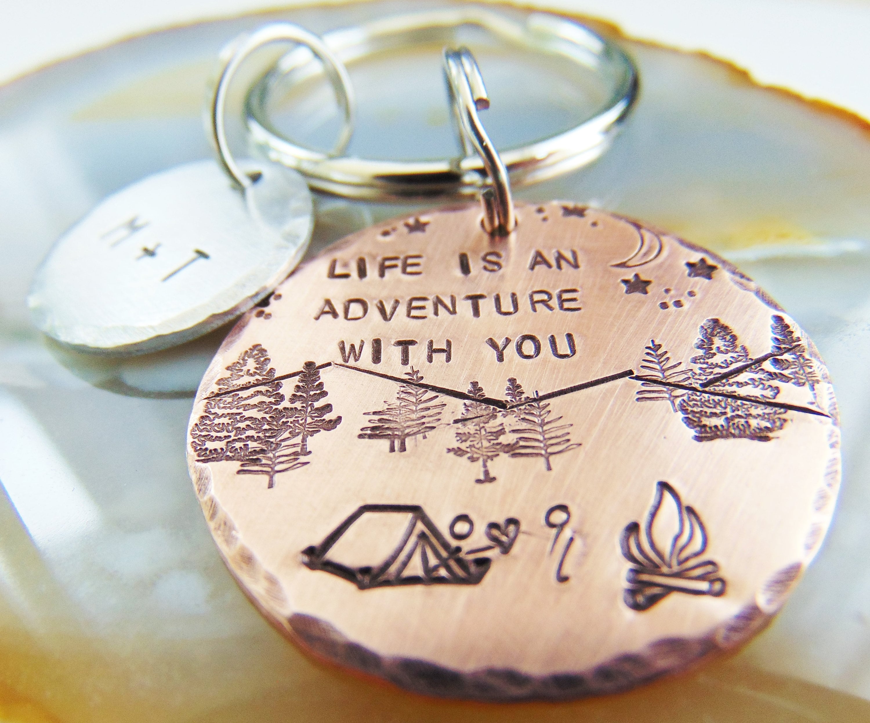Life is an Adventure With You Camping Key Ring Copper | Etsy