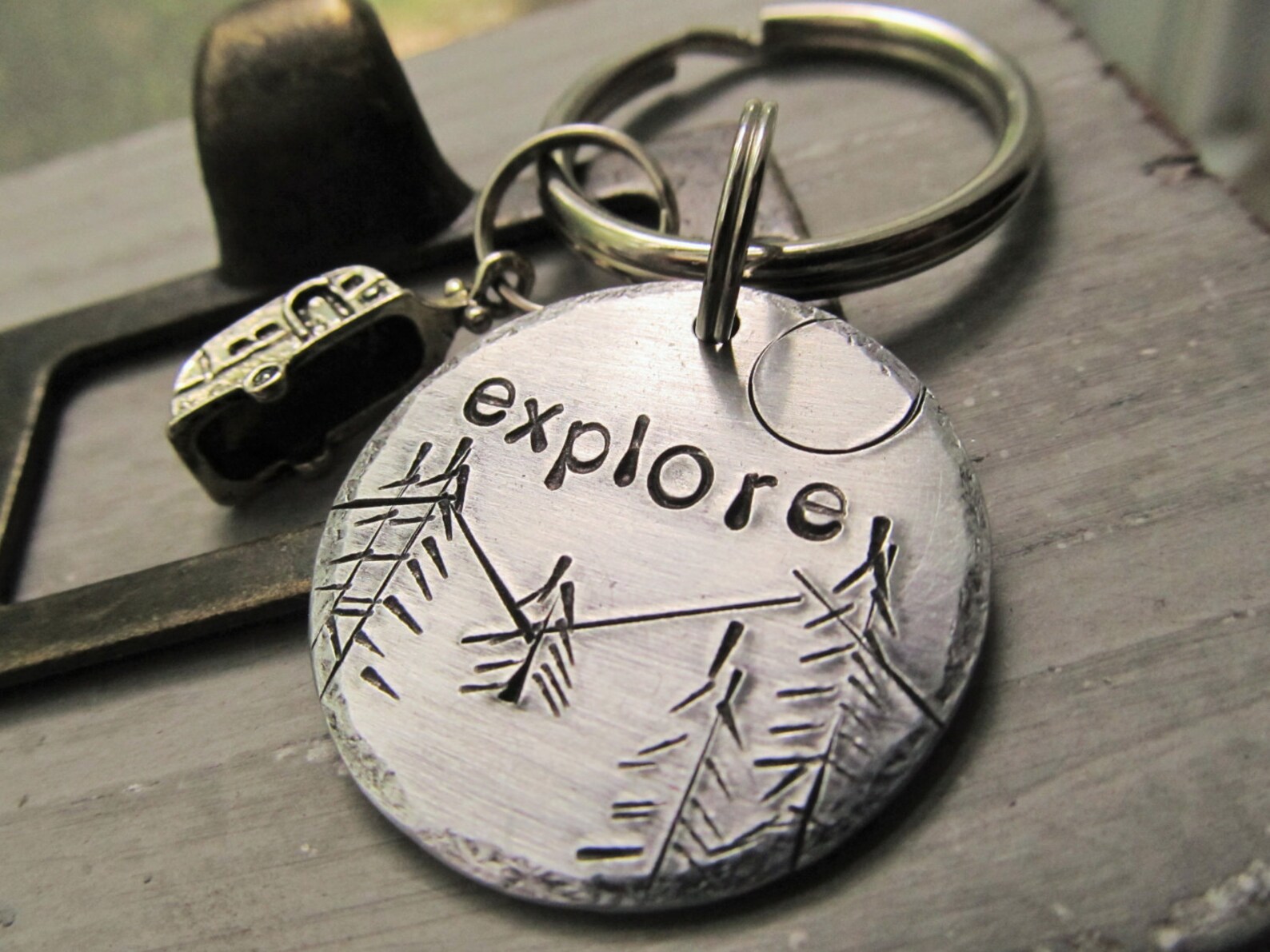 Camping Keychain Camper Key Ring Hand Stamped Keychain Camper Gift ...